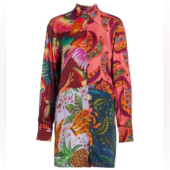 FARM Rio | Dresses | Farm Rio Mixed Print Shirt Dress | Poshmark